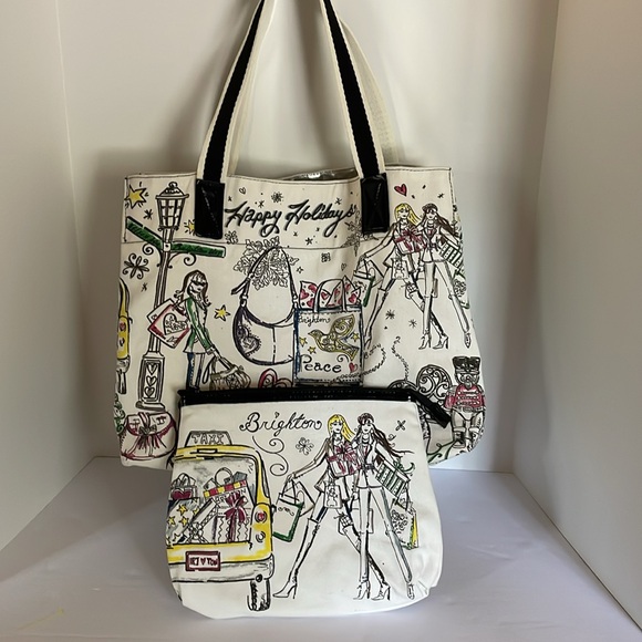 Brighton | Bags | Brighton Tote Large Happy Holidays City Canvas Tote ...